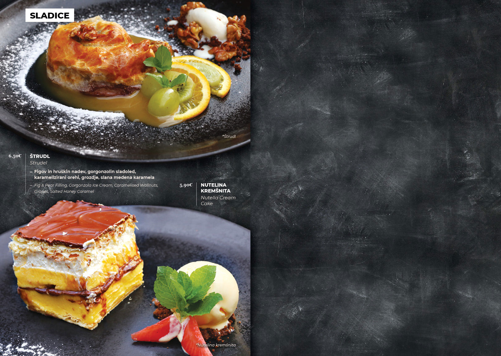 A la Carte menu – Stari pisker, gostilna in pivnica