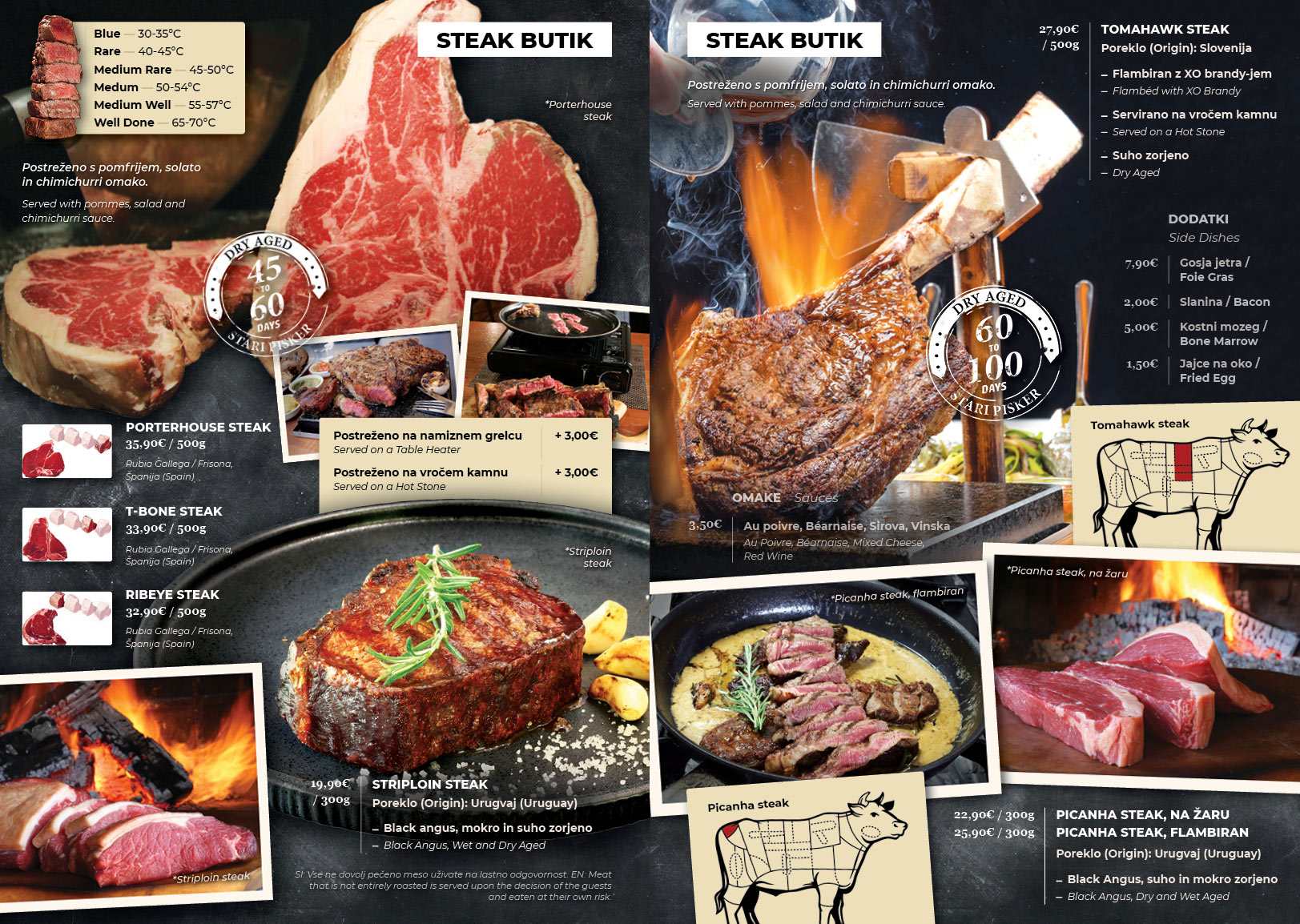 A la Carte menu – Stari pisker, gostilna in pivnica