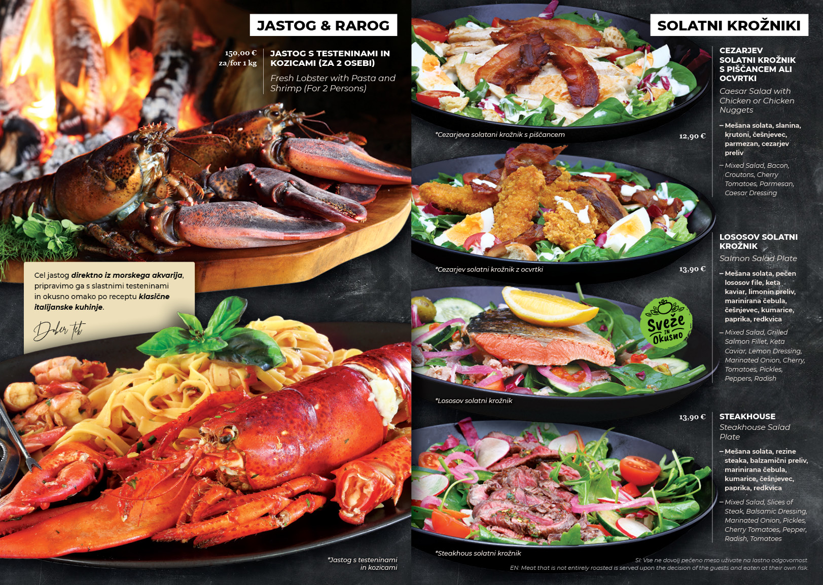 A la Cart Menu – Stari pisker, steakhouse