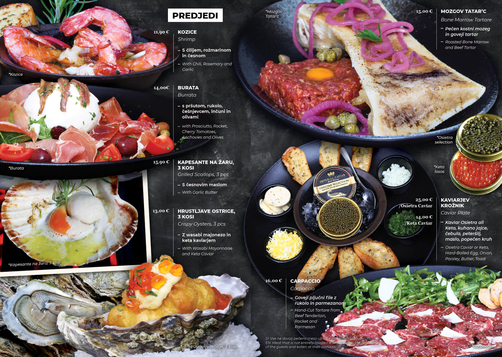 A la Carte menu – Stari pisker steakhouse